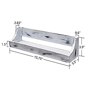 WELLAND Wood Floating Nursery Shelves, Rustic Kids Floating Shelves, Wall Mount Kids Bookshelf Set of 2 White | 15.75" W x 3.5" D x 3.9" H