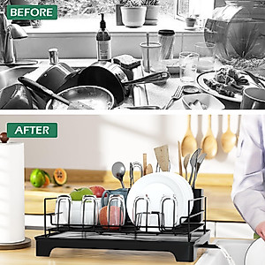 Dish Drying Rack, Space-Saving Dish Rack, Single Layer Cup Holder Dish Racks For Kitchen Counter, Drying Rack For Kitchen Sink, Collection Dish Drainer Board Utensil Holder Kitchen Dish Drying Rack