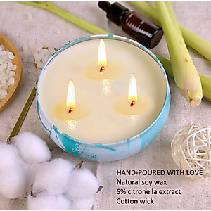 Citronella Candles Outdoor,3 Wick Large Citronella Candle for Patio, Soy Wax Lemongrass Candles Pack of 3, Scented Candles for Indoor Outdoor Garden Backyard Camping Summer Vacation
