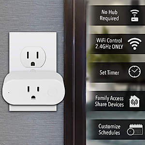 IBRIGHT Smart Plug, Smart Home WiFi Outlet, Remote App Control, Supports 2.4GHz Network, No Hub Required (Works with Amazon Alexa & Google Assistant) FCC ROHS Certified