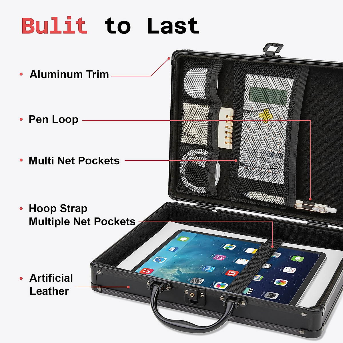Sooez Locking Clipboard Storage Box, Heavy Duty Clipboard with Storage, Aluminum Locking Briefcase with Handle, Combination Lock Box Maximum Security, Large Capacity for 400 Paper Sheets & Tablet