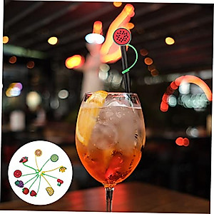TENDYCOCO 10pcs Fruit Straw Cap Straw Accessories Juice Hat Cute Straw Cover Straw Covers Cute Straw Caps Kids Straw Topper Straw Decorative Cap Straw Tips Cap Pvc Automatic Child Fruit Tray