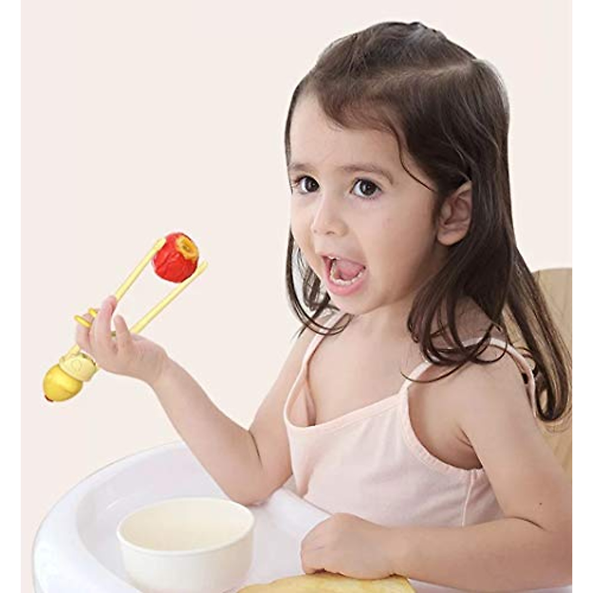 Goryeo Baby Toddler Utensils Stainless Steel Kids Silverware Set with Kids Training Chopsticks and Baby Spoon and Fork for Self Feeding Learning with Case (3PCS)(Brown)