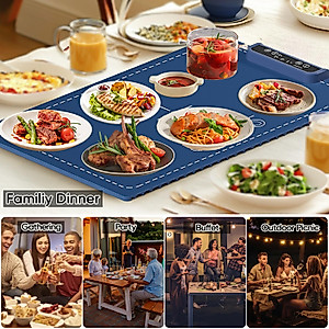 Warming Mat for Food, Warming Trays for Buffets Party - Full Surface Heating, Rollable, Premium Nano Silicone Food Warmer Mat with 3 Temperature Settings, Auto Shut-Off