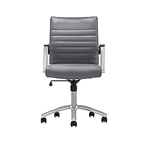 Realspace® Modern Comfort Series Winsley Bonded Leather Mid-Back Chair, Gray