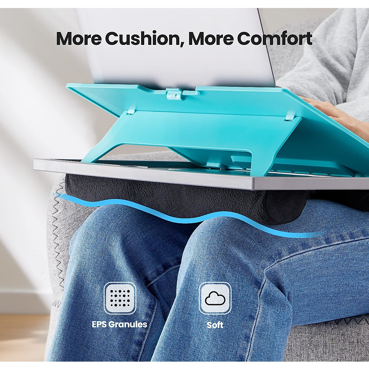 HUANUO Adjustable Lap Desk - with 8 Adjustable Angles & Dual Cushions Laptop Stand for Car Laptop Desk, Work Table, Lap Writing Board & Drawing Desk on Sofa or Bed, HNLD2TB