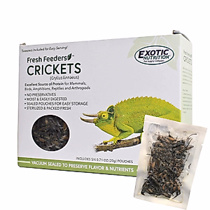 Fresh Feeders (Crickets) - All Natural High Protein Insect Treat - Single Serving Pouches - Chickens, Wild Birds, Hedgehogs, Bluebirds, Reptiles, Sugar Gliders, Opossums, Skunks, Lizards