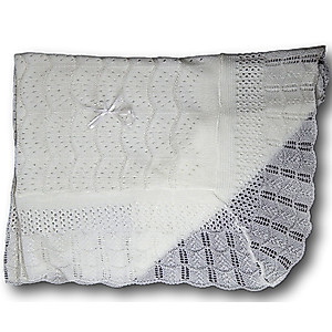 SUMA Baby Blanket Knit Toddler Nursery Swaddling Blankets for Girls and Boys Receiving Blanket for Crib, Stroller Blanket Christening Baptism, 40x50inches, Machine Wash