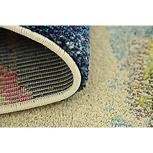 Unique Loom Estrella Collection Light Colors, Abstract, Modern, Vibrant Area Rug, 5 ft x 8 ft, Pink/Ivory