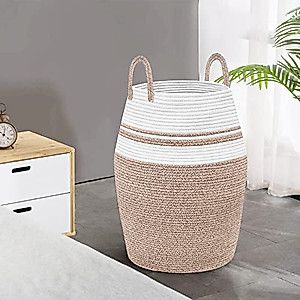 Astarama Large Laundry Hamper, Woven Rope Laundry Basket, 105L Blankets Storage Basket with Heavy Duty Handles for Clothes and Toys in Bedroom, Nursery Room, Bathroom