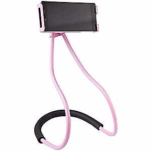 Flexible Cellphone Holder,Hanging on Neck Universal Mobile Phone Stand Lounger's Bracket For Mobile Phone Tablet PC Desktop(Pink)