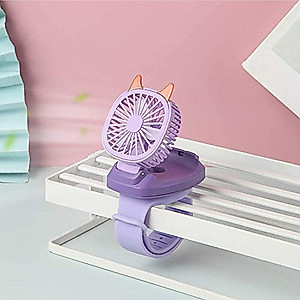 Personal Fan, Mini Handheld Portable Fan, Ultra-Quiet Third Gear Speed Electric Mini Watch Fan, USB Rechargeable Folding Electric Fan Small Fan Pocket Fan for Home, Office, Outdoor Travel (Purple)