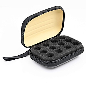 Dolovemk Essential Oil Storage Case 12 Holes-for Holds 3 ml Bottles,Traveling Carrying Case,Mini Essential Oil Carrying Organizer Storage with Metal Hard Shell Dense Foam Holds(Black)