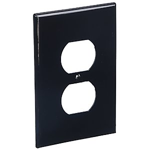 Leviton PJ8-E 1-Gang Duplex Receptacle Wallplate, Midway Size, 20-Pack, Black, 20 Count