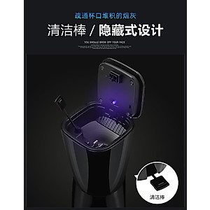 Ashtray car ashtray double-layer automatic smoke exhaust windproof ashtray with light car trash can-BLUE