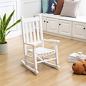 B&Z KD-23W Child's Wooden Rocking Chair Porch Rocker - Indoor/Outdoor Ages 6-10 (White)