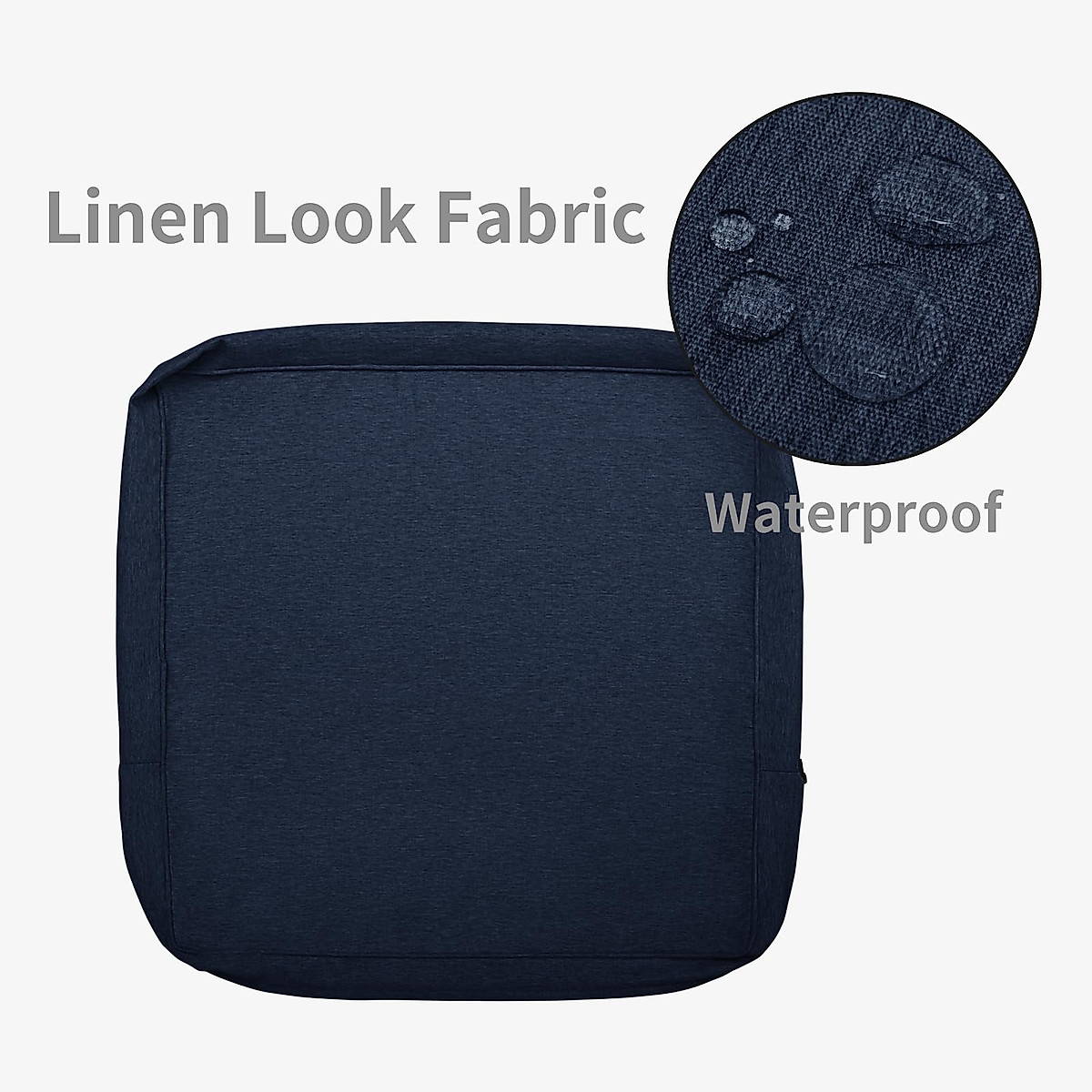 Easy-Going Patio Cushion Covers 22x20x4 Inch 4 Pack, Linen Look Outdoor Water Resistant Chair Seat Cushion Slipcover with Zipper for Outdoor Furniture, Covers Only! Navy