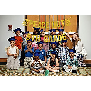 Peace Out 5th Grade Banner, 5th Grade Graduation Decorations 2022, Boy Girl Kids Fifth Grade Graduation Party Decorations 2022