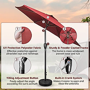 Simple Deluxe 9' Patio Umbrella Outdoor Table Market Yard Umbrella with Push Button Tilt/Crank, 8 Sturdy Ribs for Garden, Deck, Backyard, Pool, Red