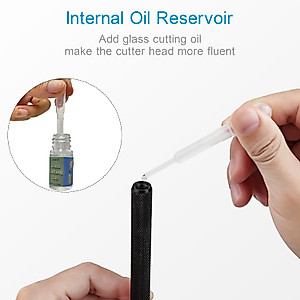 Glass Cutter 2mm-20mm & Glass Cutting Oil, Upgrade Glass Cutting Tool with Aotomatic Oil Feed, Pencil Style Oil Feed Carbide Tip Glass Cutter for Mirror/Tiles/Mosaic
