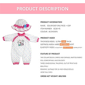 AISITE Doll Clothes for 16-18 inch Dolls, 1 Set Romper with Hat Alive Doll Clothes Reborn Baby Doll Girl