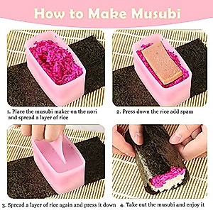 6 Pcs/Set Spam Musubi Maker Mold Press (Non Stick) with Luncheon Meat Slicer Kit Sushi Shake Rice Ball Mold Onigiri Mold Sushi Making Tool Egg Slicer Hot Dog Cutter for Kitchen