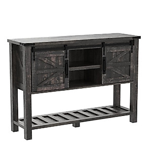 OKD Entryway Table with Sliding Barn Doors, 46" Farmhouse Console Table with Storage Shelf, Rustic Sofa Table Behind Couch, Entry Table for Hallway, Entry Way, Living Room, Foyer, Dark Rustic Oak