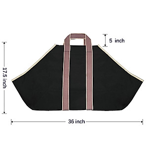 AMAGABELI GARDEN & HOME Large Canvas Log Tote Bag Carrier Indoor Fireplace Firewood Holder Woodpile Rack Fire Wood Carriers Carrying For Outdoor Tubular Birchwood Stand By Hearth Stove Tools Set