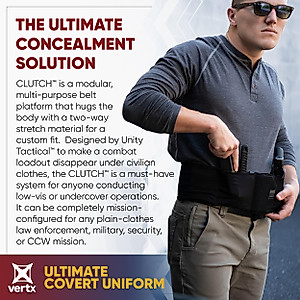 Vertx Mens Clutch Unity Tactical Belt, Modular Mission Belts for Men, Gun Holster Radio Mag Pouch Belts for CCW Concealed Carry of Tactical EDC Hunting Survival Gear, It's Black, MEDIUM