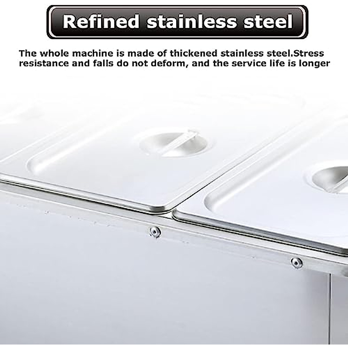 KFJZGZZ Countertop Food Warmer Stainless Steel Buffet Warmer, 4 Tray Temperature Range 30-85 °C, Electric Commercial Food Warmer Containers with Covers, Drain Tap for Catering and Restaurants