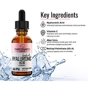 Vitamin C Serum, Hyaluronic Acid Serum for Face, Anti Aging, Menopause Support, Skin Care Products, Smooth & Tightening Skincare, Dark Spot Remover_2 See Transformation Skincare, 1 oz