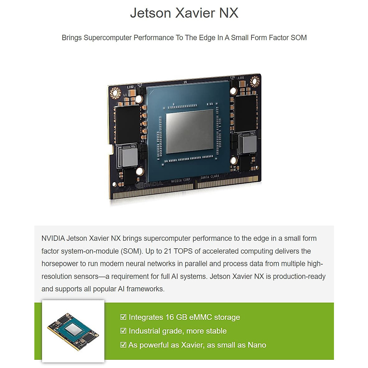 Waveshare Jetson Xavier NX A Small AI Supercomputer for Embedded and Edge Systems with 16GB EMMC Supports All Popular AI Frameworks-16 GB Memory