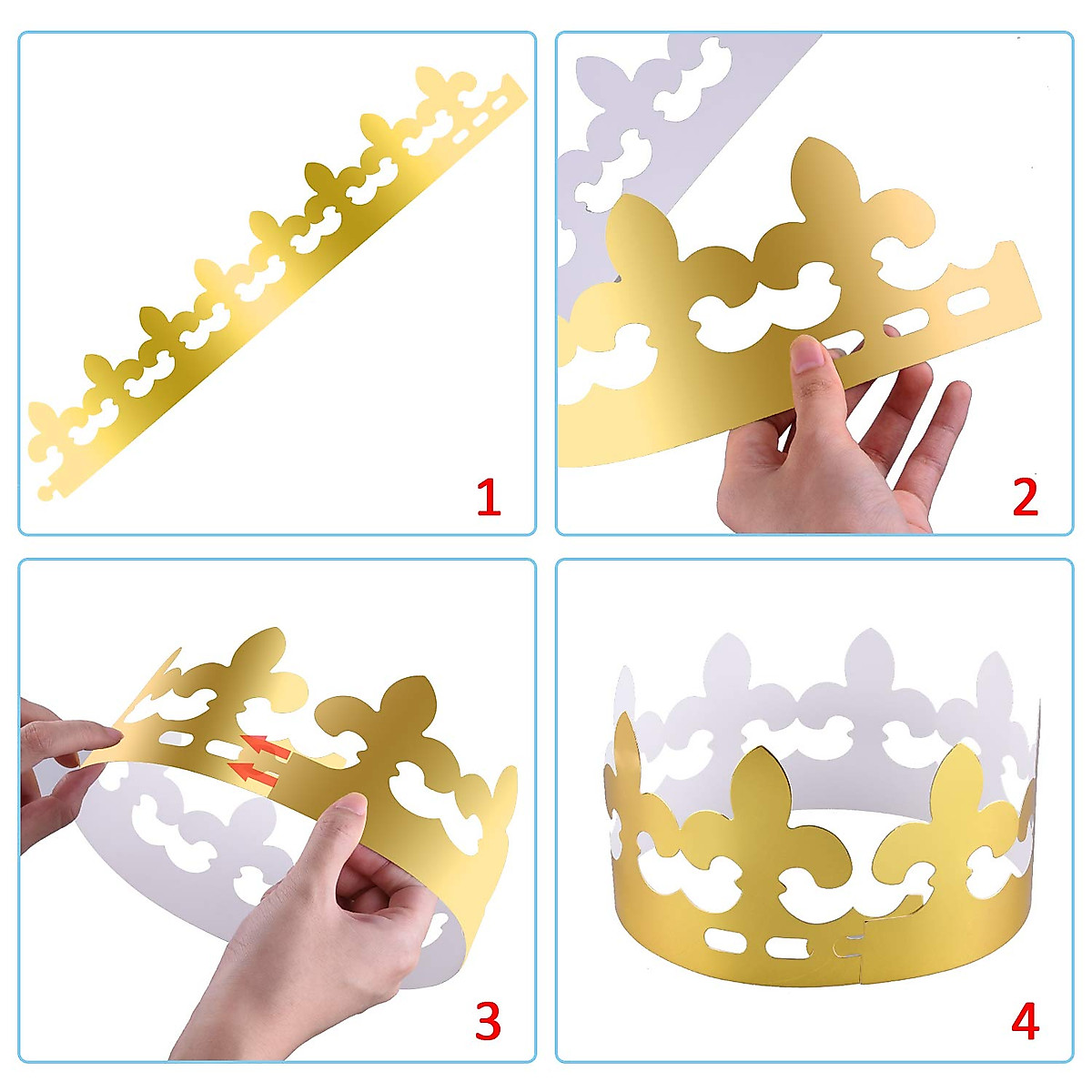 SIQUK Gold Paper Crowns, 25 Pieces Party King Crown Paper Hats for Party, Bridal Shower, Wedding, Graduation, Birthday, 59-61cm, Gold