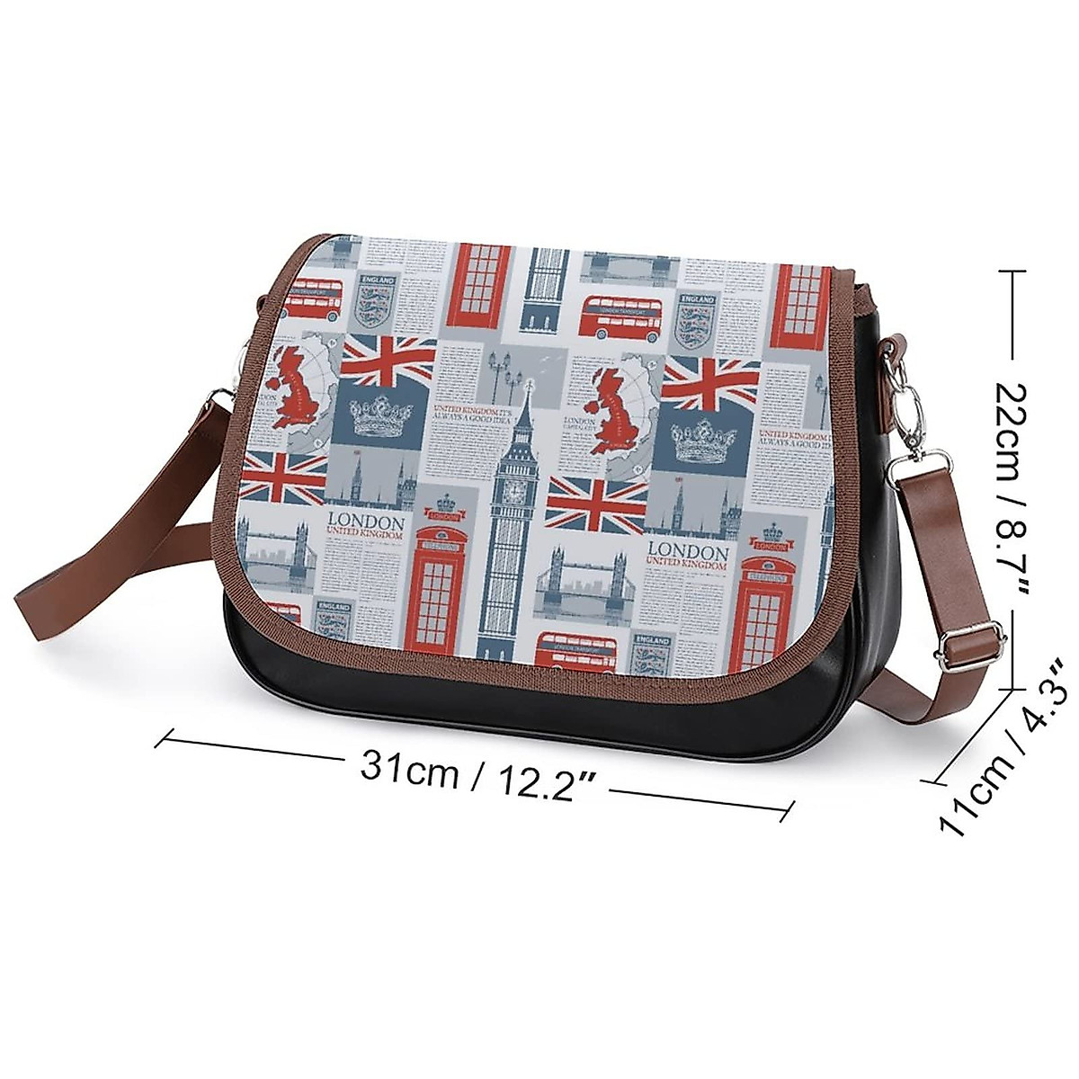 FunnyStar Theme of Uk And London British Flag Women's PU Leather Purses Soft Crossbody Bag Shoulder Handbags