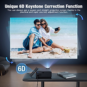 5G WiFi Bluetooth 4K Projector, Autofocus 450 ANSI Lumen Full HD Native 1080P Projector, Outdoor Projector Auto 6D Keystone, 50% Zoom, 300” Display Movie Projector for Home Theater