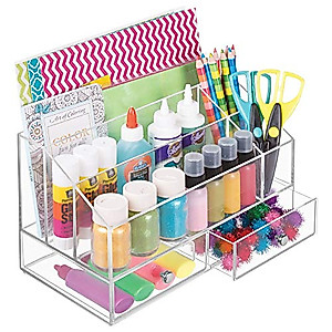 iDesign Plastic Tiered Divided Cosmetic Organizer with Drawers for Storage of Makeup, and Accessories on Vanity, Countertop, or Cabinet, 12.97" x 6.96" x 8.25" - Clear