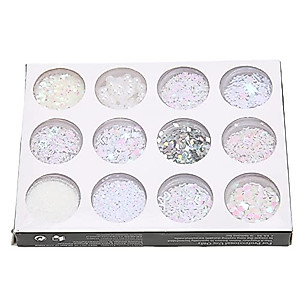 Craft Glitter Sequin, High Flash Glitter Sequins Set for Homemade Cards (White)
