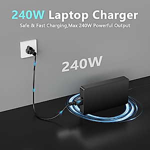 240W USB Tip Charger Replacement for MSI Stealth A16 16 AI+ A3XWIG A3HWHG A3XWJG A3XWIG,Crosshair 16 HX D14VGKG-057US,Pulse 16 AI C1VGKG C1VFKG,Alpha 17 C7VG C7VF Stealth GS77 CreatorPro Z17 Z16P Z16