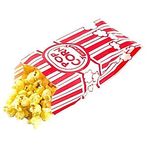 Carnival King Paper Popcorn Bags, Red/White, 100 Count (Pack of 1)