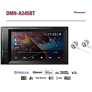 Pioneer 6.2" VGA Touchscreen WebLink Double DIN, Bluetooth USB MP3 Aux Input, in-Dash Multi-Color Illumination Digital Media Receiver/Free Alphasonik Earbuds