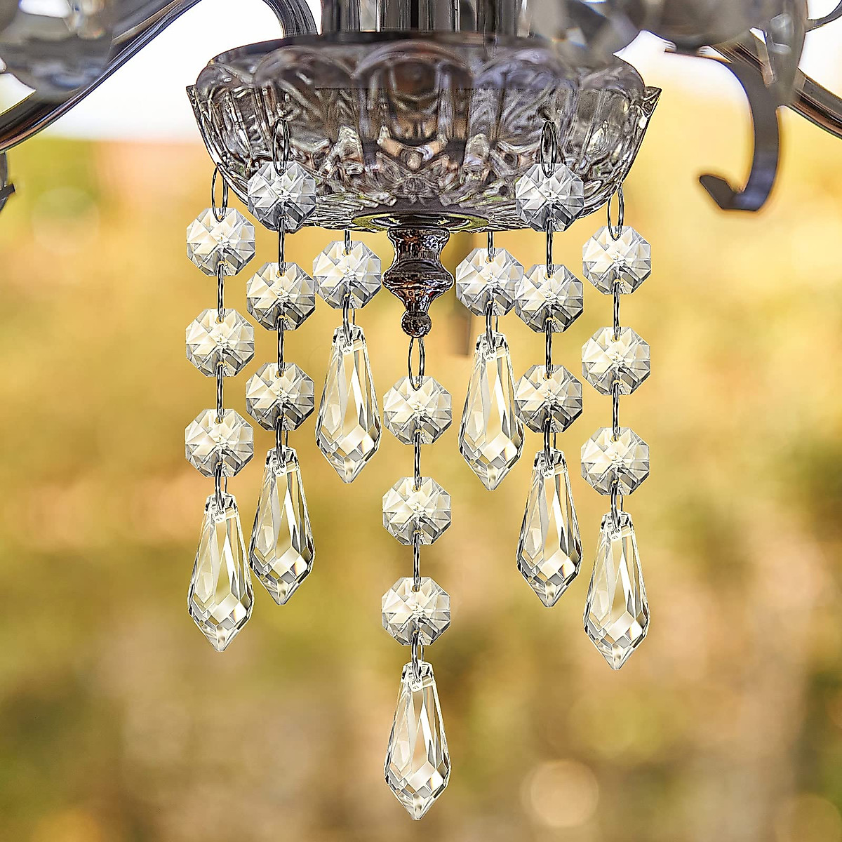 Nuogo 100 Pcs Crystals Beads Hanging Crystals Chandelier Crystals Clear Crystal Garland Strands Crystal Hanging Decor Clear