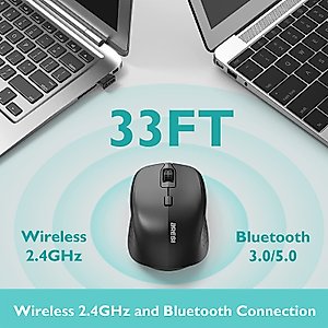 BreSii Wireless Bluetooth Mouse: Wireless Mouse for Laptop, 5PACK Bluetooth Computer Mouse Ergonomic Optical Mice Wireless Silent USB Mouse for IPAD MacBook Tablet Notebook PC Phones