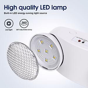 SITISFI Emergency Light with Battery Backup, Commercial Hardwired Exit Lighting Fixtures, Two Adjustable Head LED Emergency Lighting, AC 120-277V, UL Certified (6Pack)