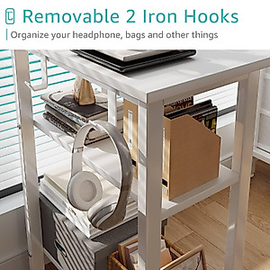 Lufeiya White Desk with Drawers & Storage Shelves, 47 Inch Study Work Writing Desk for Home Office Bedroom, Simple Modern Cute PC Computer Desks Table, White