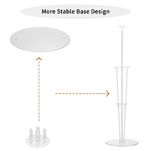 RUBFAC 7 Sets Balloon Stand Kits, Clear Balloon Holder for Table Including Glue, Tie Tool, Flower Clips, Balloon Sticks with Base for Birthday Wedding Party Centerpiece Table Decorations