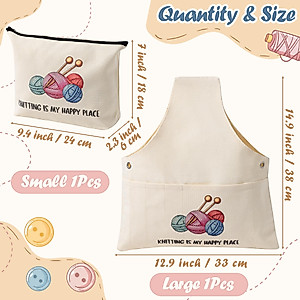 EYxsaxenk Travel Knitting Wrist Bag - 2Pcs Knitting Crochet Tote Bag with Zipper Bag Lightweight Yarn Storage Bag Organizer Women Gift Set for Holding Yarn Crochet Hook Needles Knitting Supply