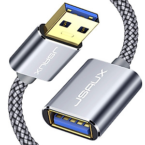JSAUX USB 3.0 Extension Cable 3.3FT, USB A Male to Female Extension Cord Durable Braided Material Fast Data Transfer Compatible with USB Keyboard, Flash Drive, Hard Drive, Playstation, Xbox-Grey