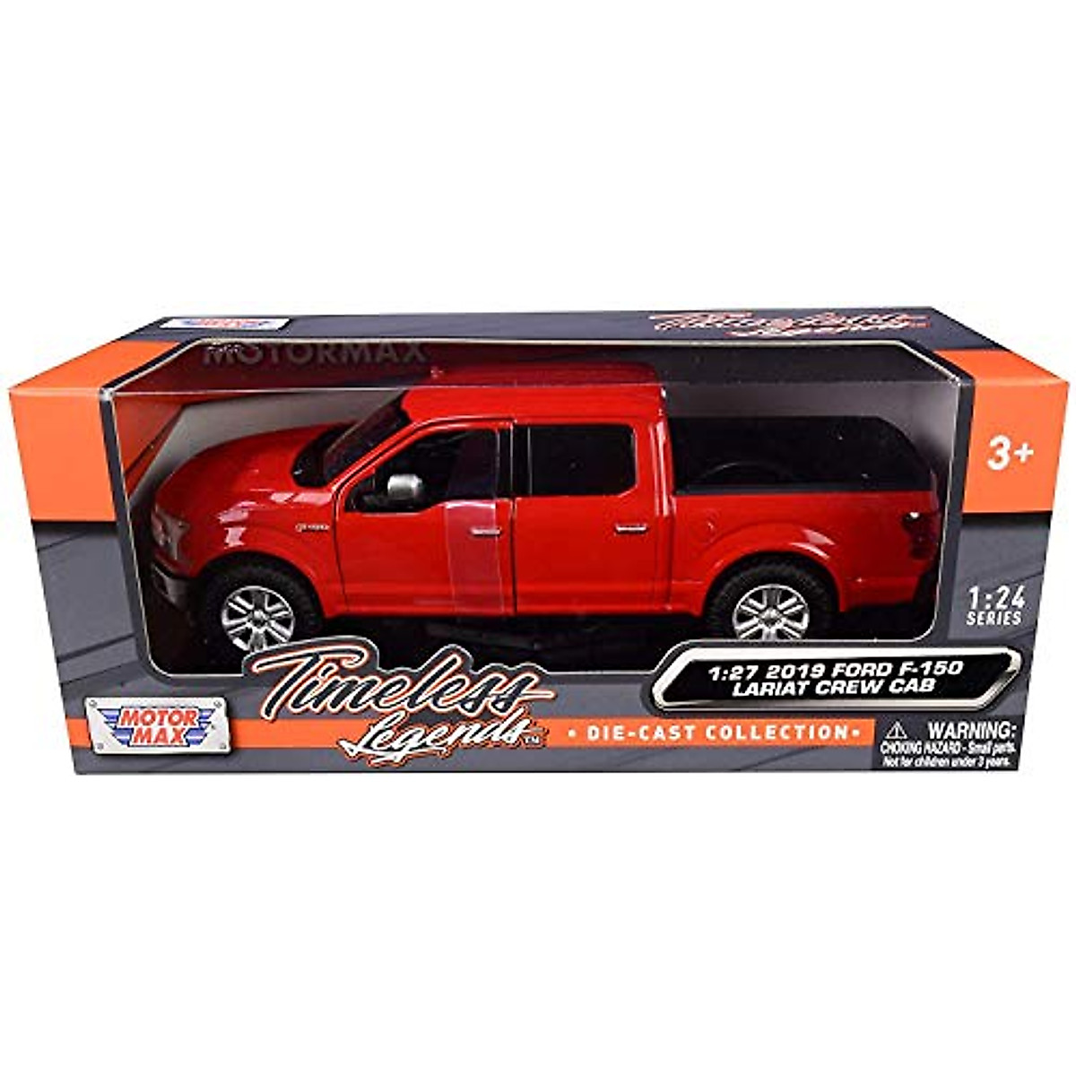 2019 Ford F-150 Lariat Crew Cab Pickup Truck Red 1/24-1/27 Diecast Model Car by Motormax 79363