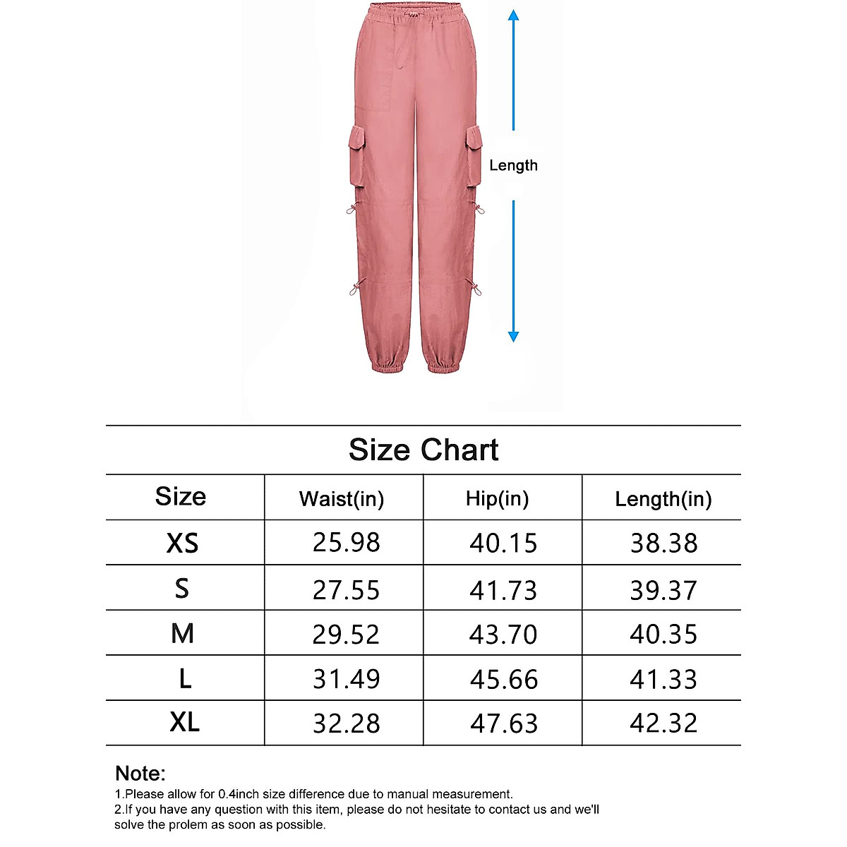 QYANGG Baggy Parachute Pants for Women& Girls Drawstring Elastic Low Waist Ruched Cargo Pants Multiple Pockets Jogger Y2K Pink