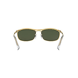 Ray-Ban RB3119 Olympian Rectangular Sunglasses, Gold/G-15 Green, 62 mm
